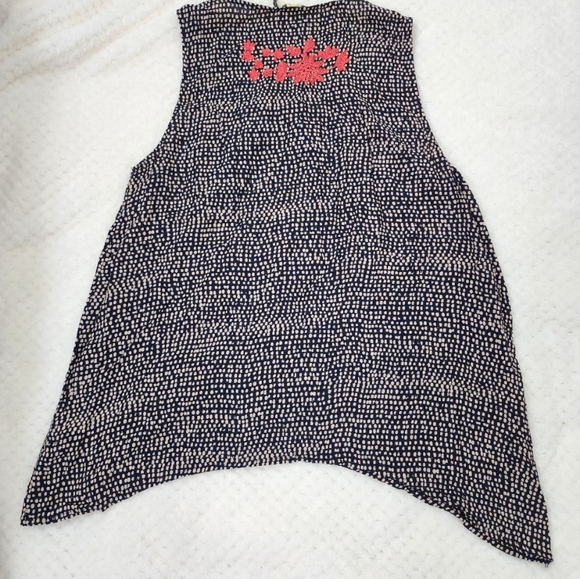 THML | Tops | Thml Navy Cream W Orange Floral Embroidered Sleeveless ...